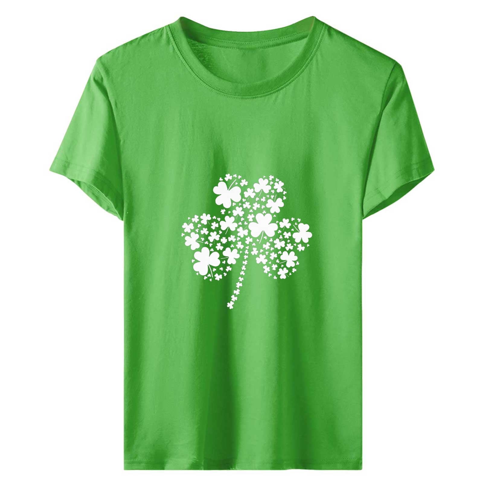 QIPOPIQ Women's Short Sleeve Crew Neck Shirts St. Patrick's Day T ...