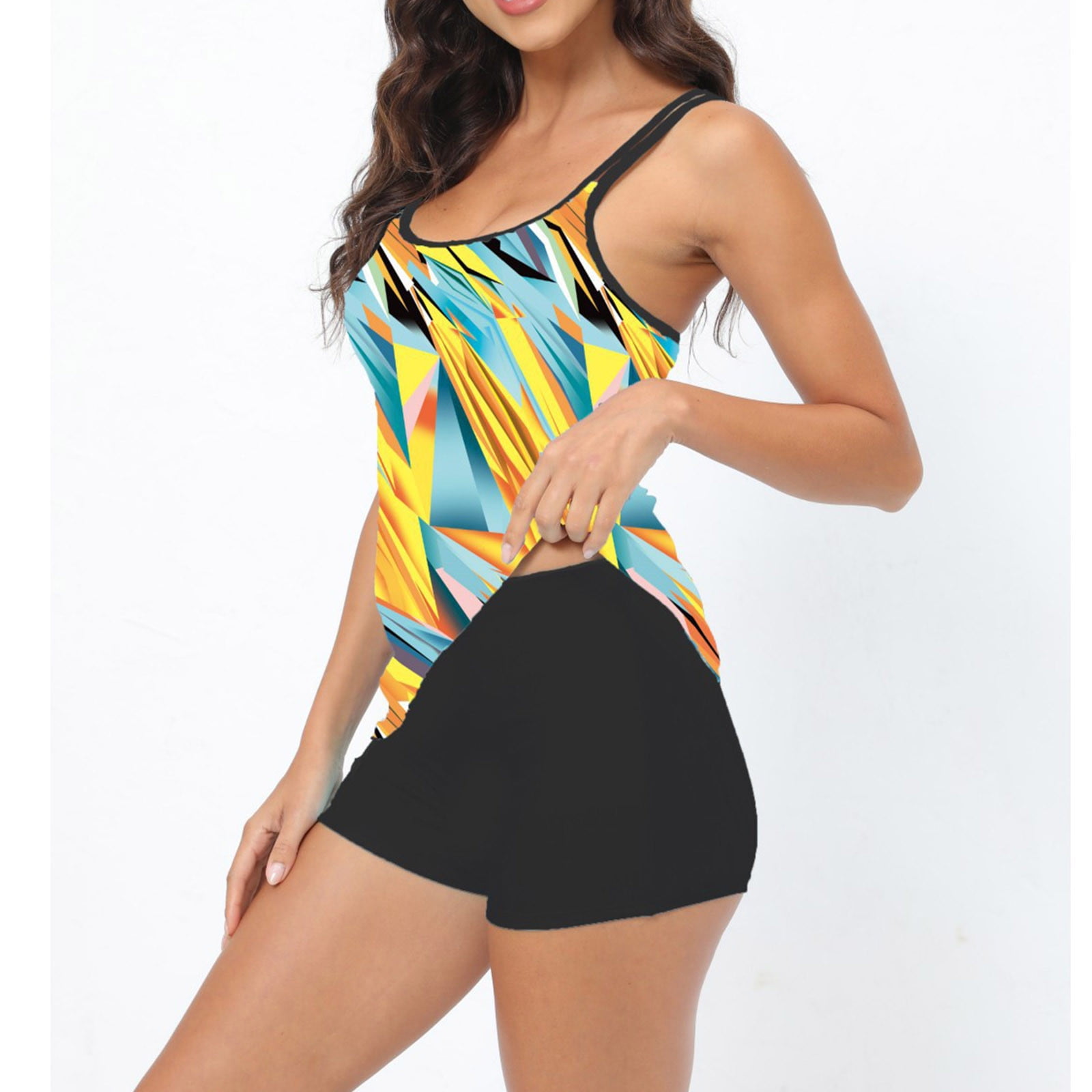 QIPOPIQ Women's Tankini Bathing Suits High Waisted Bathing Suit 2 Piece ...