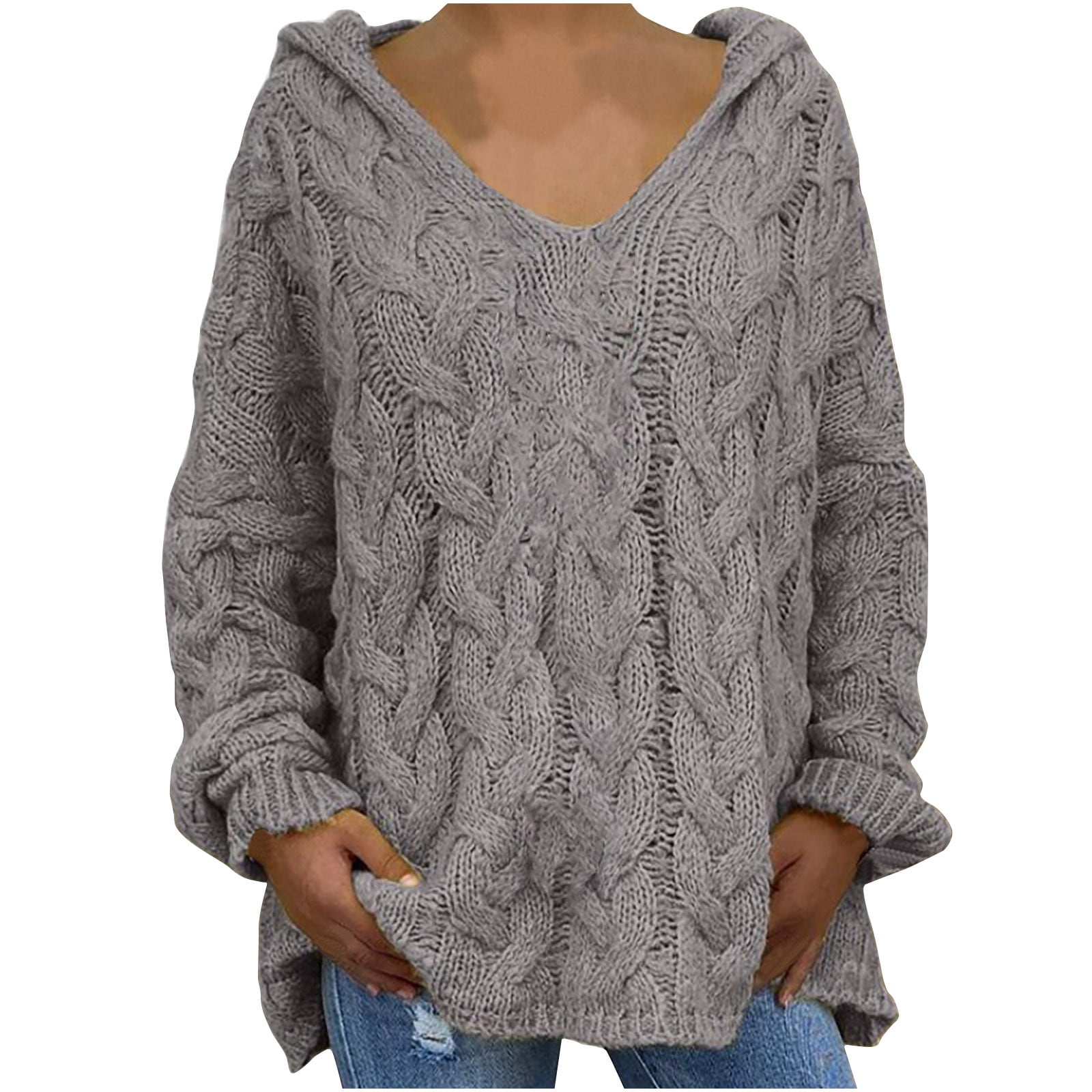 QIPOPIQ Womens Sweaters Clearance Drop Shoulder Sweater Fashion Loose ...