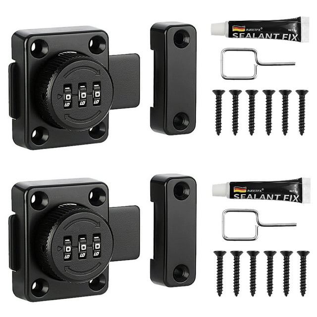 QIPUNEKY 2Pcs Mechanical Keyless Zinc Alloy Cabinet Locks, Black ...