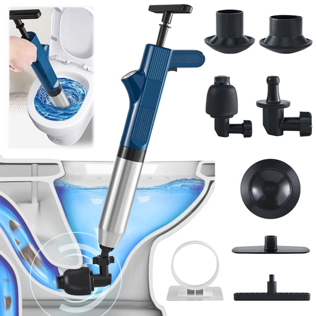 QIPUNEKY High Pressure Hand Toilet Plunger, Stainless Steel Drain ...