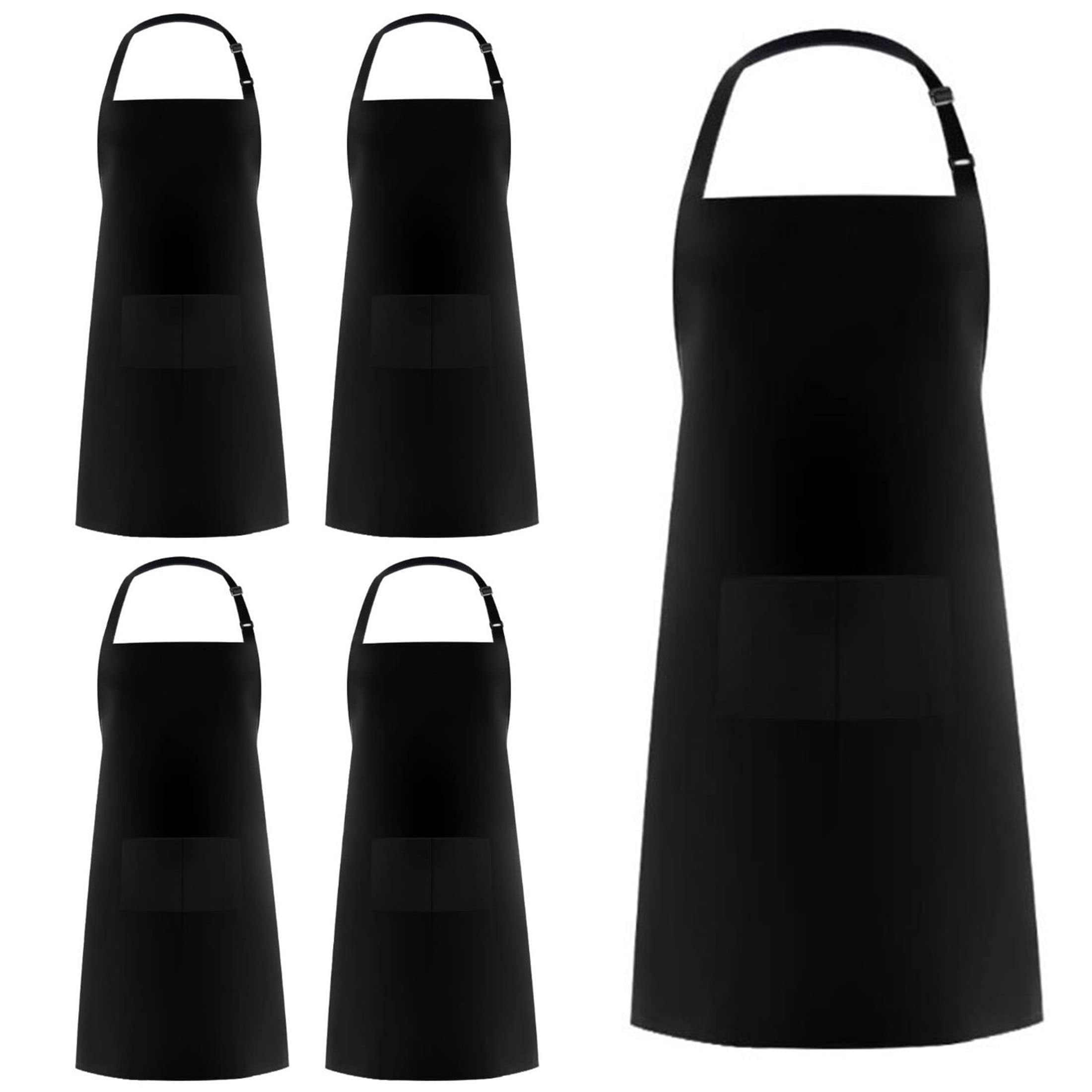 QISEQIRO 5 Pack Adjustable Bib Apron with 2 Pockets Cooking Kitchen ...