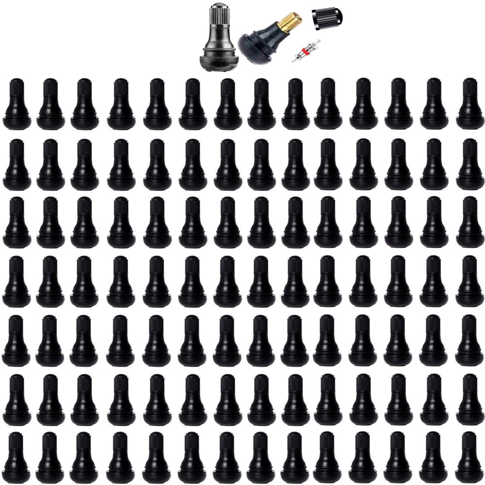 QISF 100Pcs TR412 Snap-in Short Black Rubber Tire Valve Stem for ...