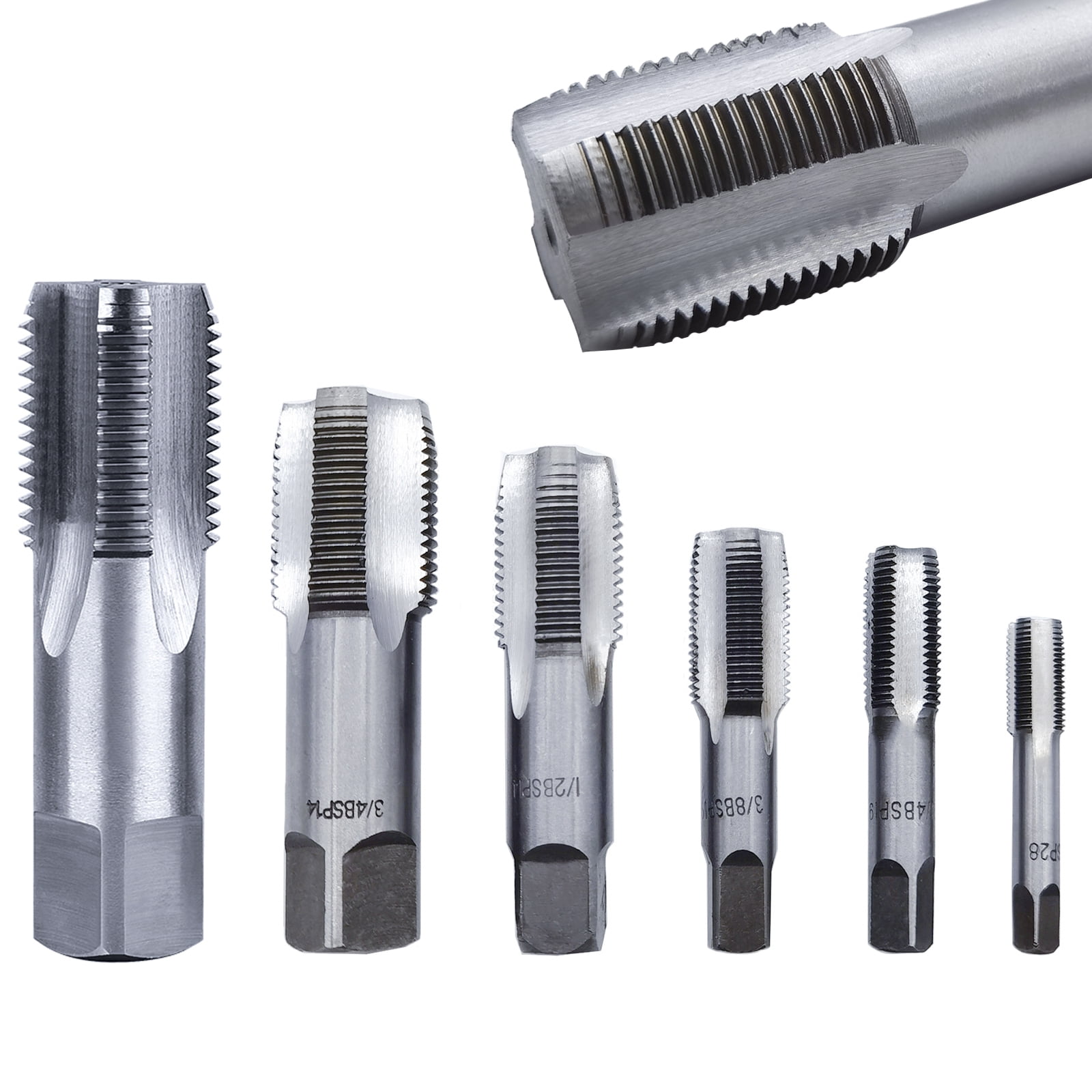 QISF 6Pcs BSP Pipe Tap Set, Hand Threading Plumbing Tap for Cutting ...