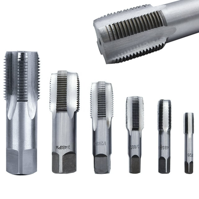QISF 6Pcs BSP Pipe Tap Set, Hand Threading Plumbing Tap for Cutting ...