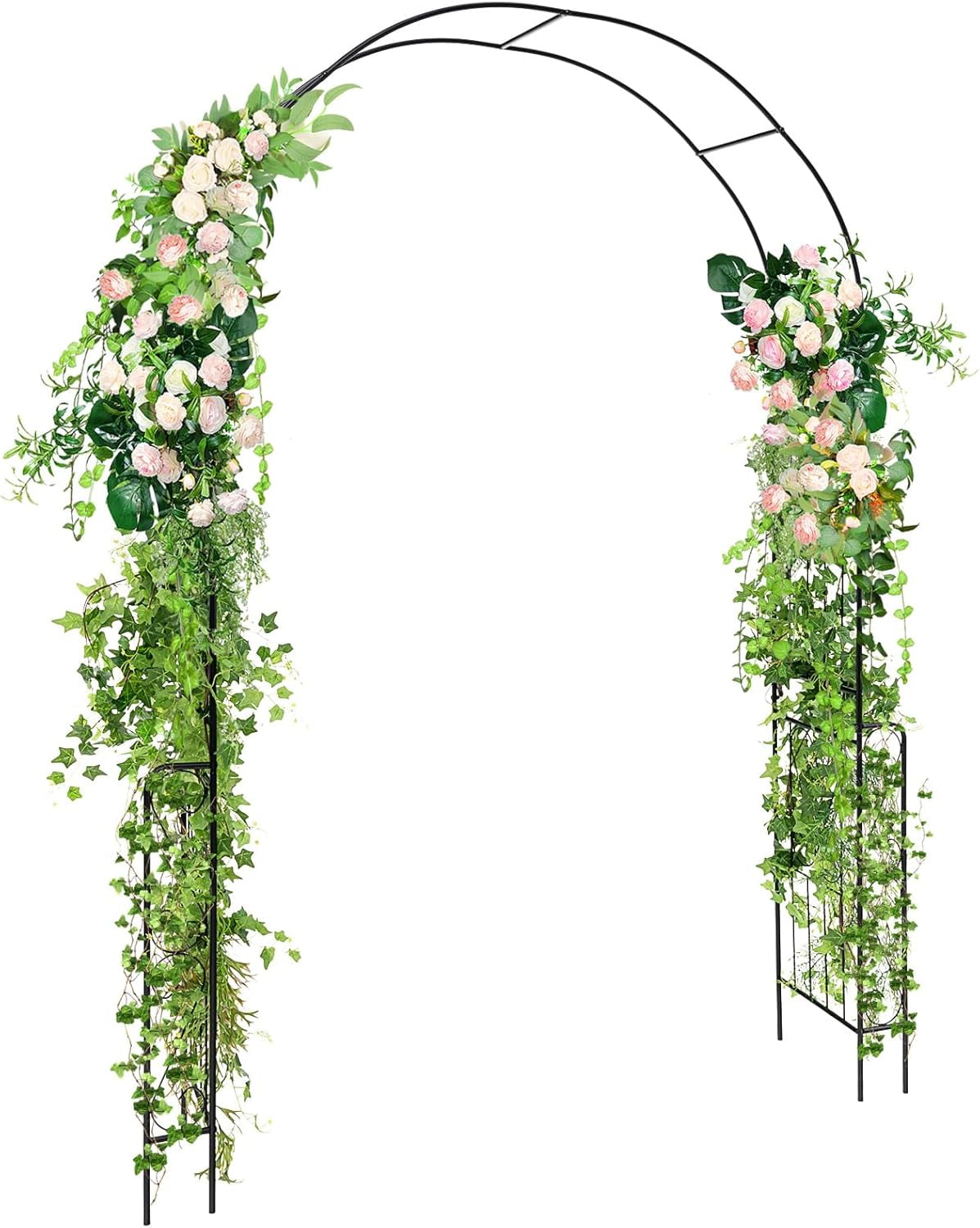 QISHENSHUI Garden Arch Trellis, 7.9 FT Metal Pergola Arbor w/Elegant ...