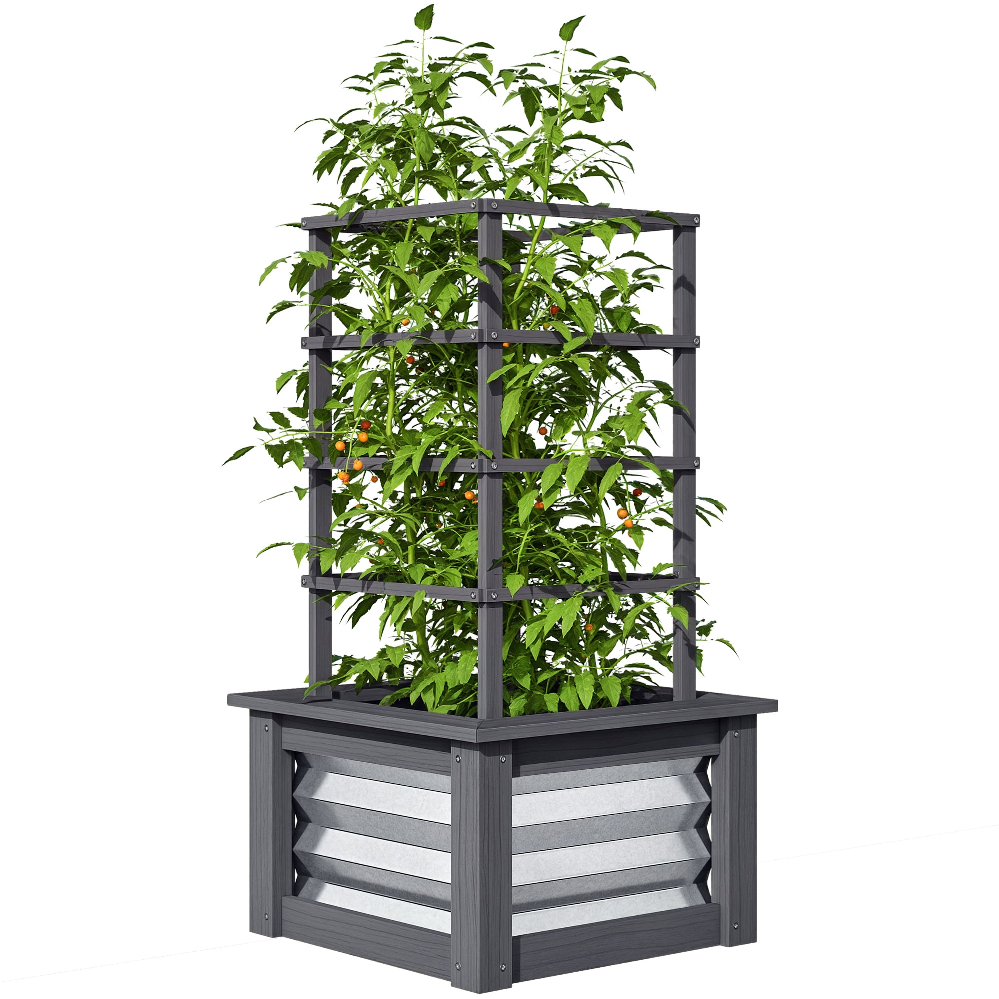 QISHENSHUI Multi-Purpose Outdoor Planter with Trellis Versatile Wooden ...