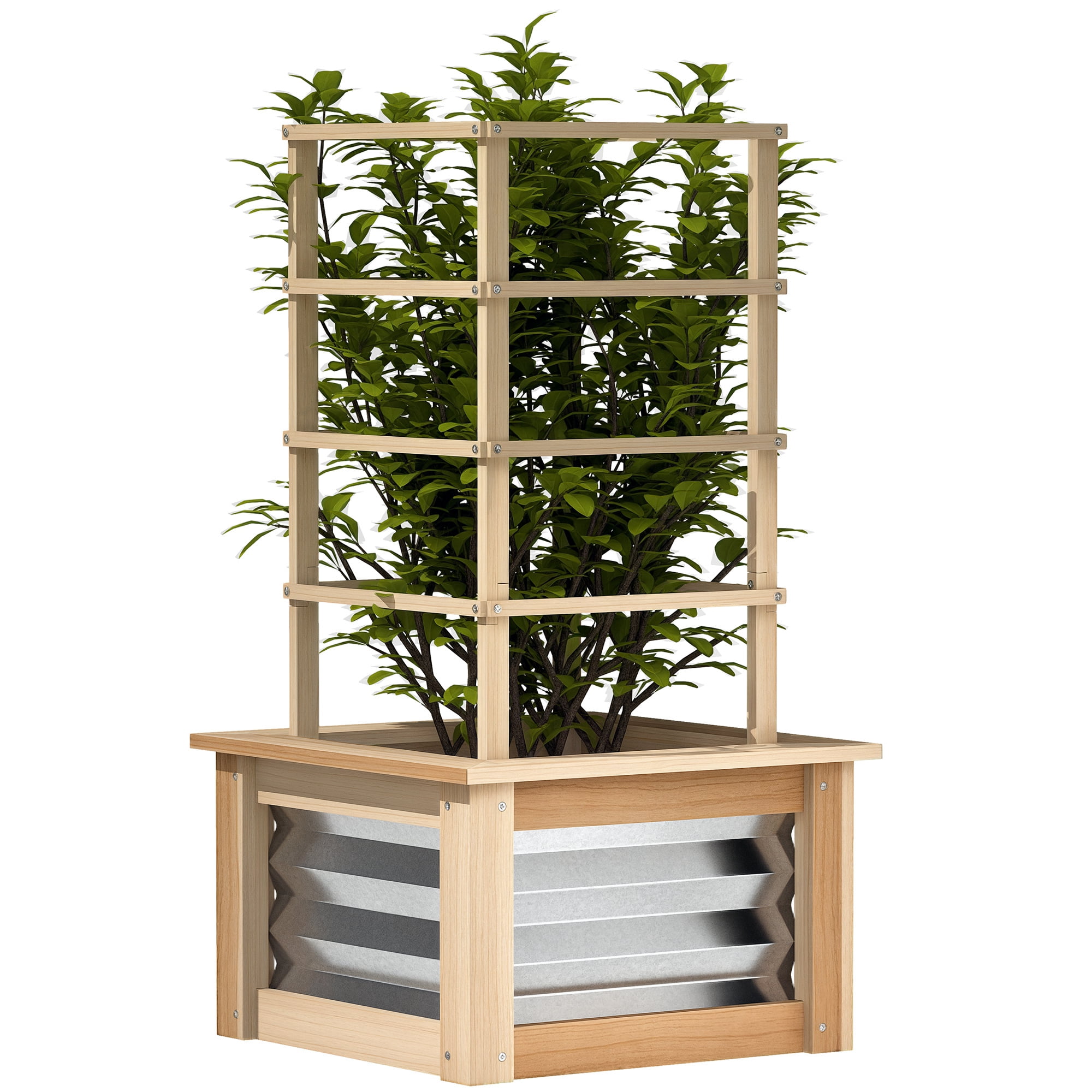 QISHENSHUI Multi-Purpose Outdoor Planter with Trellis Versatile Wooden ...