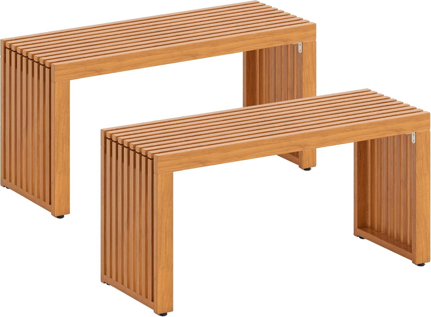 QISHENSHUI Patio Acacia Wood Bench, 36” Outdoor All-Slat Wood Bench for ...