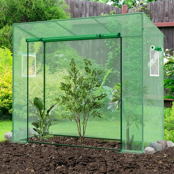 QISHENSHUI Walk-in Greenhouse, Portable Mini Greenhouse w/PE Cover, 4 ...