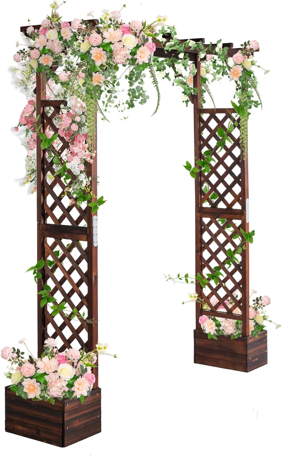 QISHENSHUI Wooden Garden Arbor with Planter, Wedding Arch for Ceremony ...