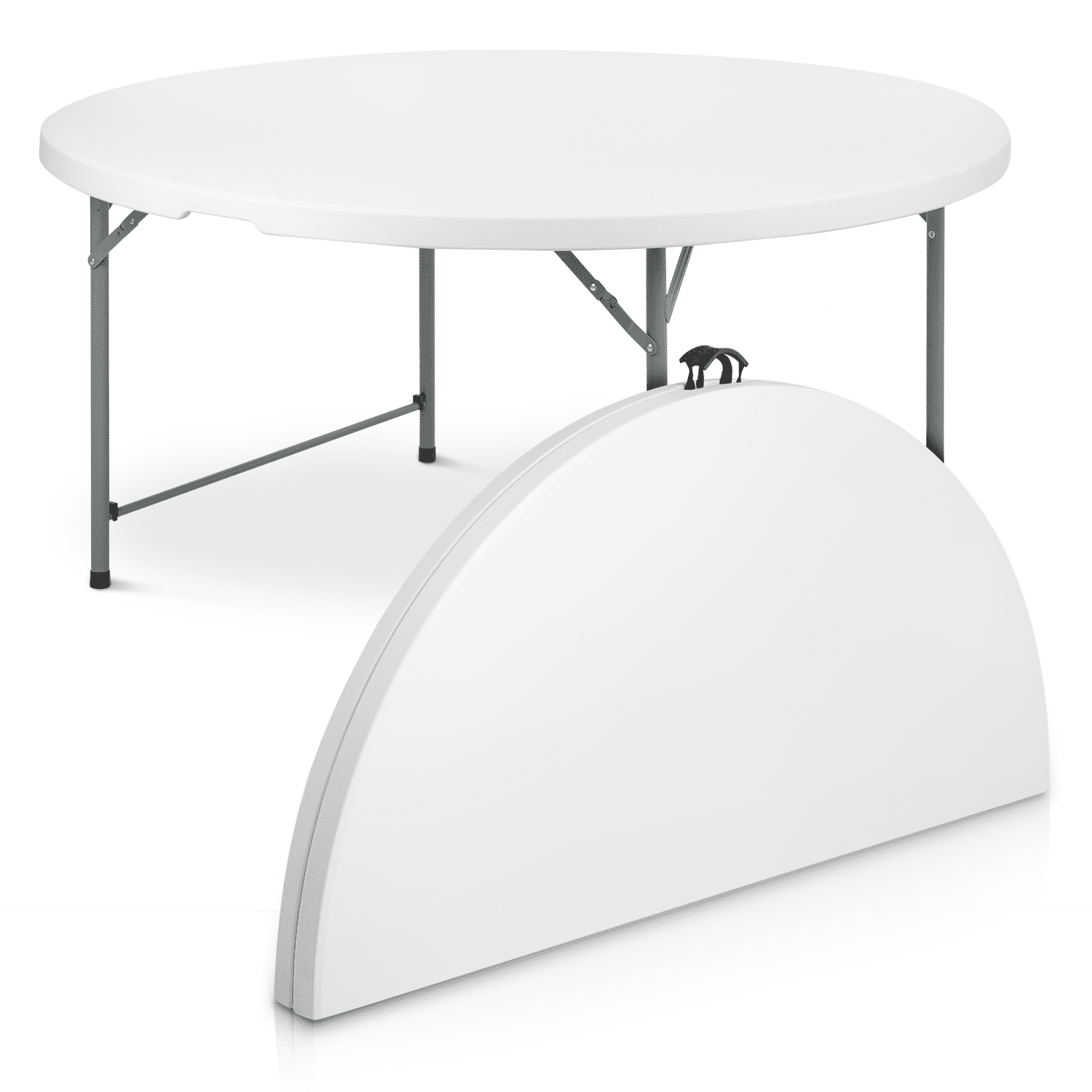 QISHIERDISHA 5Ft Round Folding Table, Indoor Outdoor Plastic Dining ...