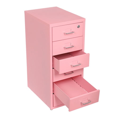 QISHIERDISHA 6 Drawers Rolling File Cabinet, Pink Metal Filing Cabinets ...