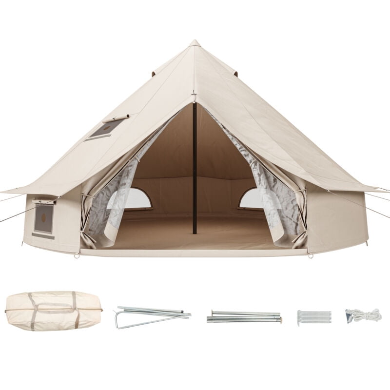 QISHIERDISHA Canvas Bell Yurt Tents - 4 Season Waterproof Glamping ...