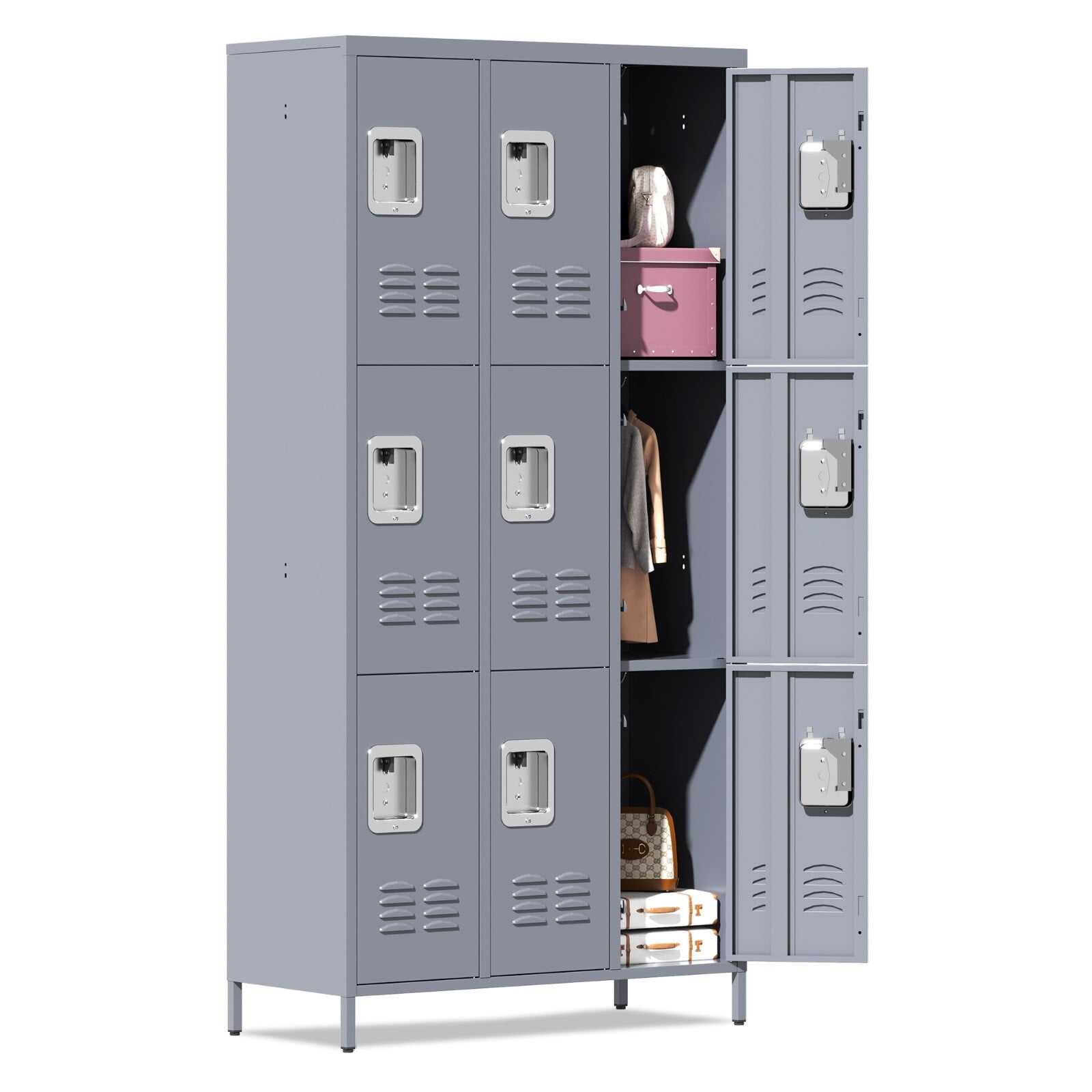 QISHIERDISHA Metal Locker 3 Doors Storage Lockers for Employee,72" Tall ...