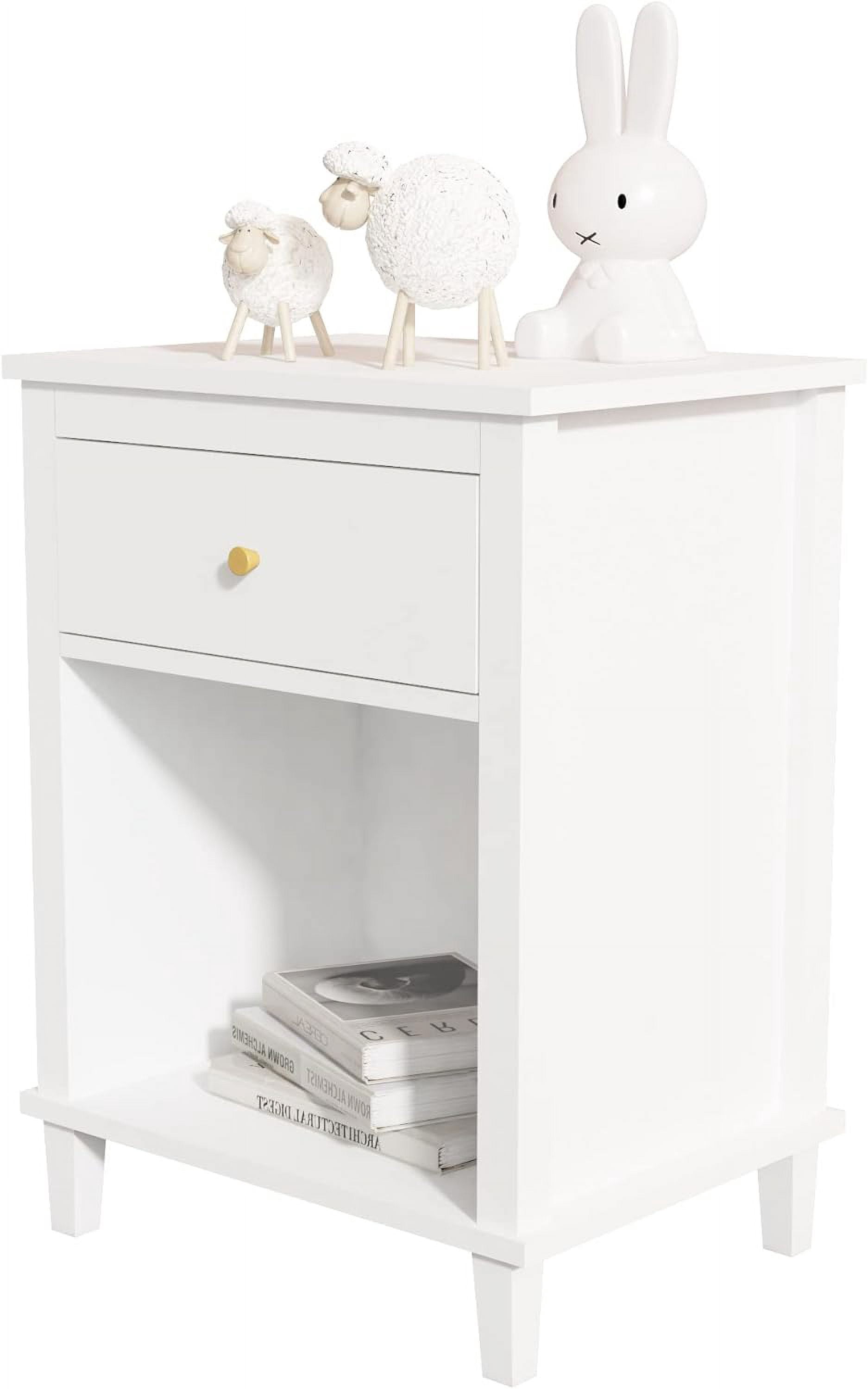 QISHIERDISHA Nightstand with One Drawer One Shelf,End Table for Bedroom ...