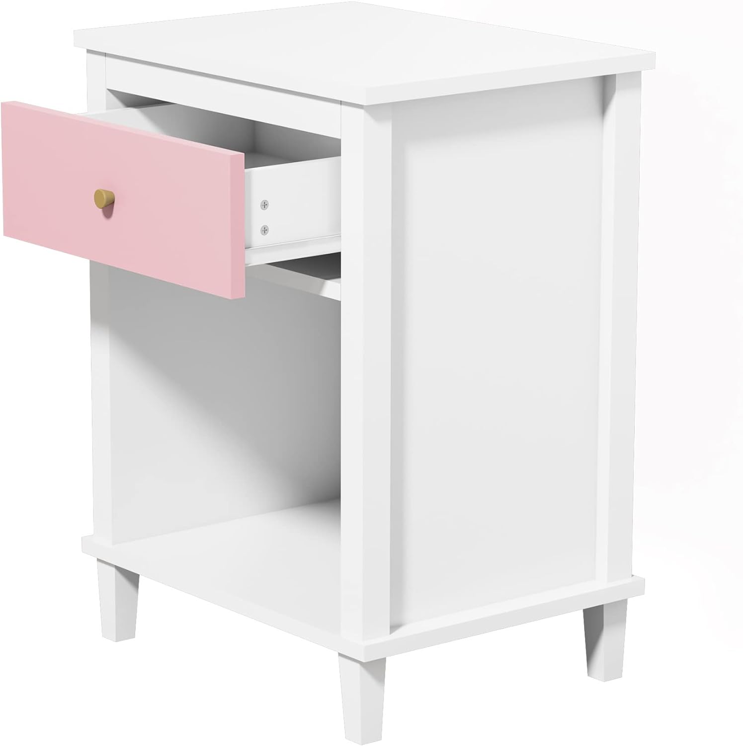 QISHIERDISHA Nightstand with One Drawer One Shelf,End Table for Bedroom ...