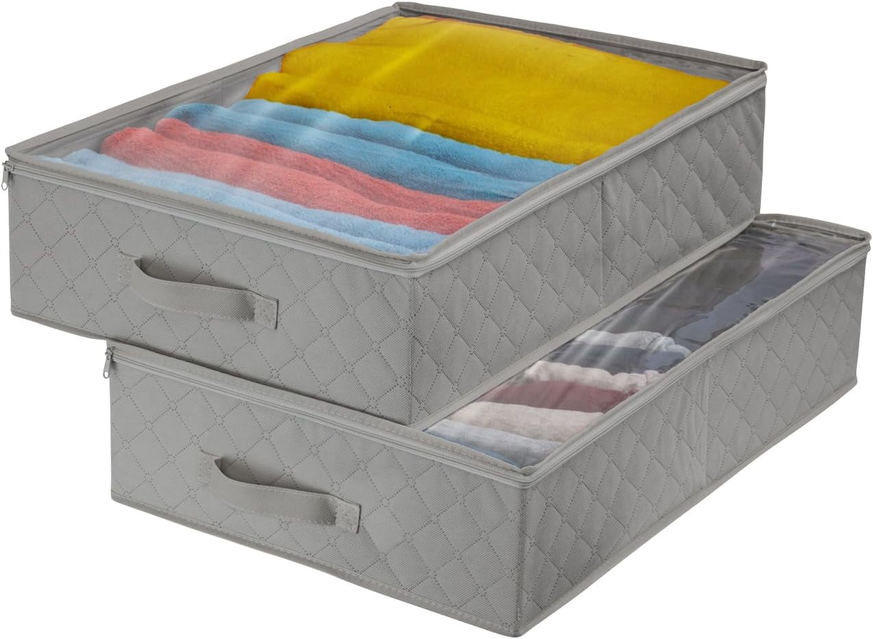 QISHIERDISHA Storage Bags Closet Underbed Organizer Set, Clear Cover ...
