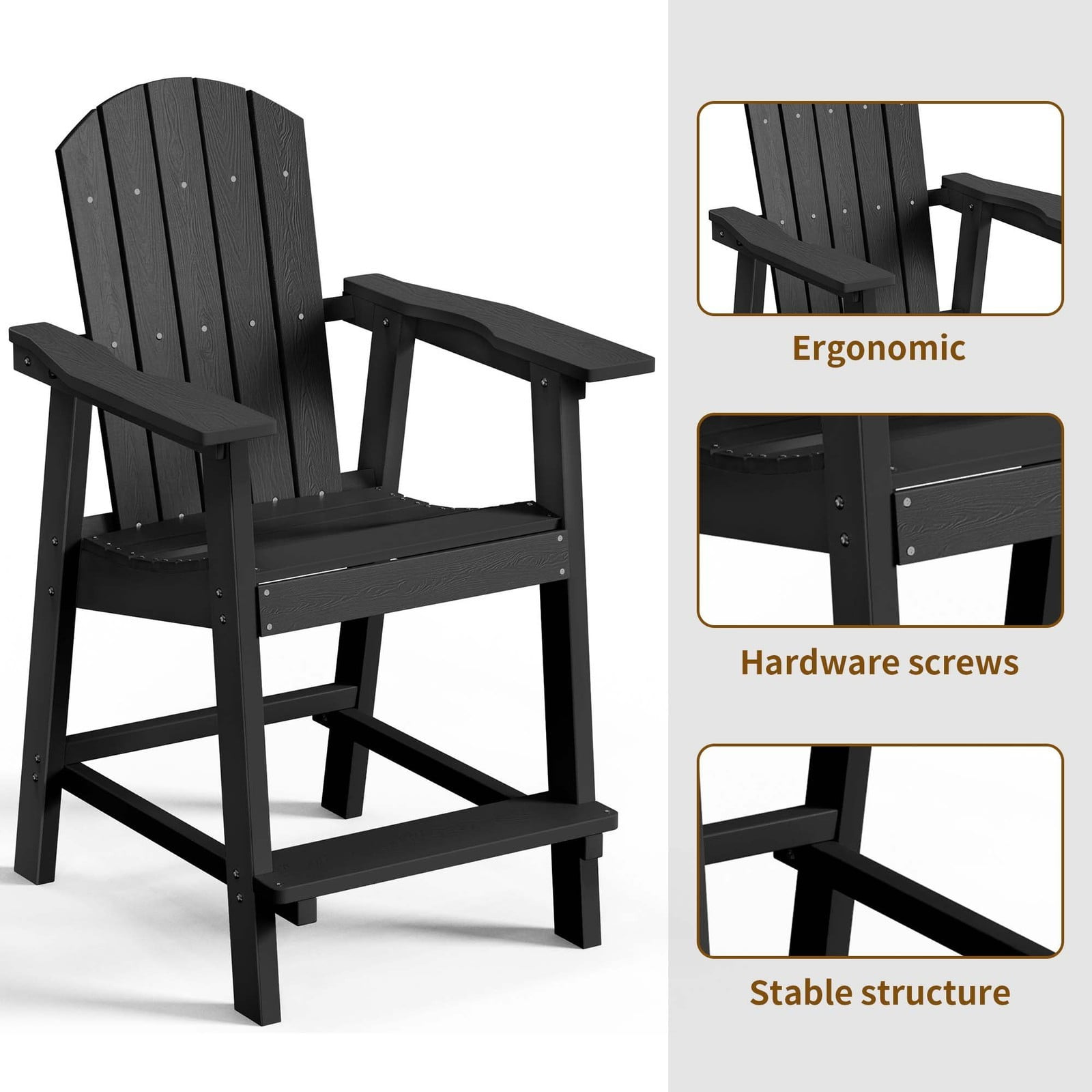 QISHIERDISHA Tall Adirondack Chair, Weather-Resistant HIPS Bar Stools ...