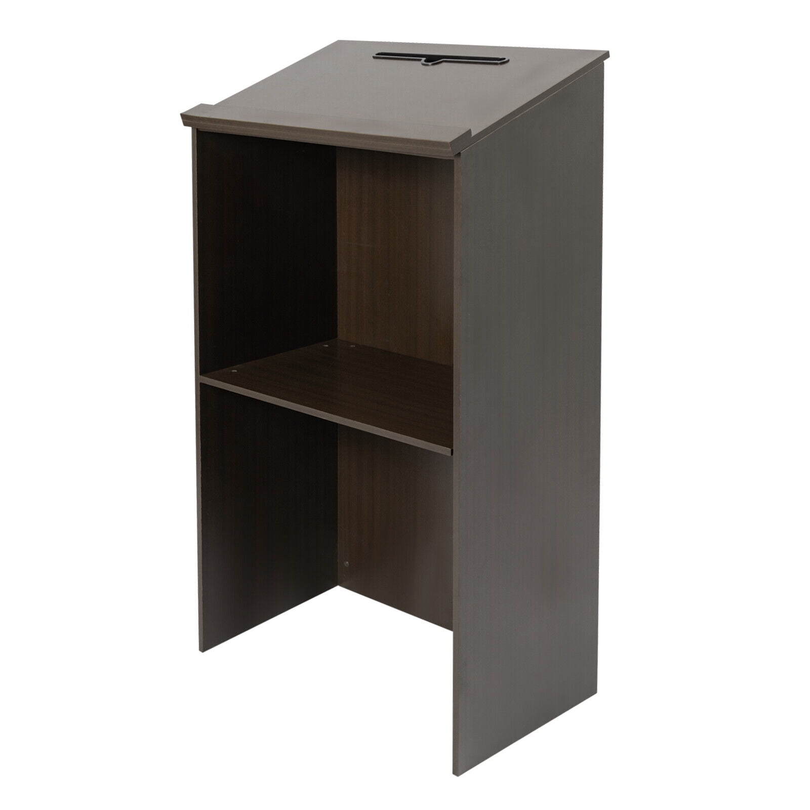 QISHIERDISHA Wooden Podium Stand - Speaking Podium with Storage Shelf ...