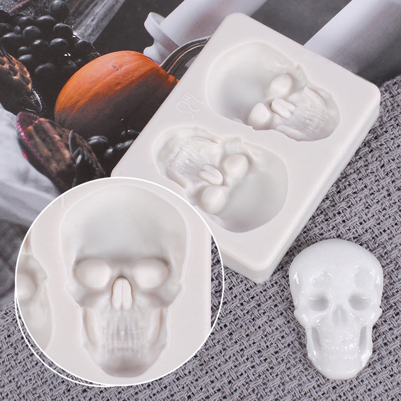QISIWOLE 3-Piece Halloween Skull Silicone Mold for Baking, Cake ...