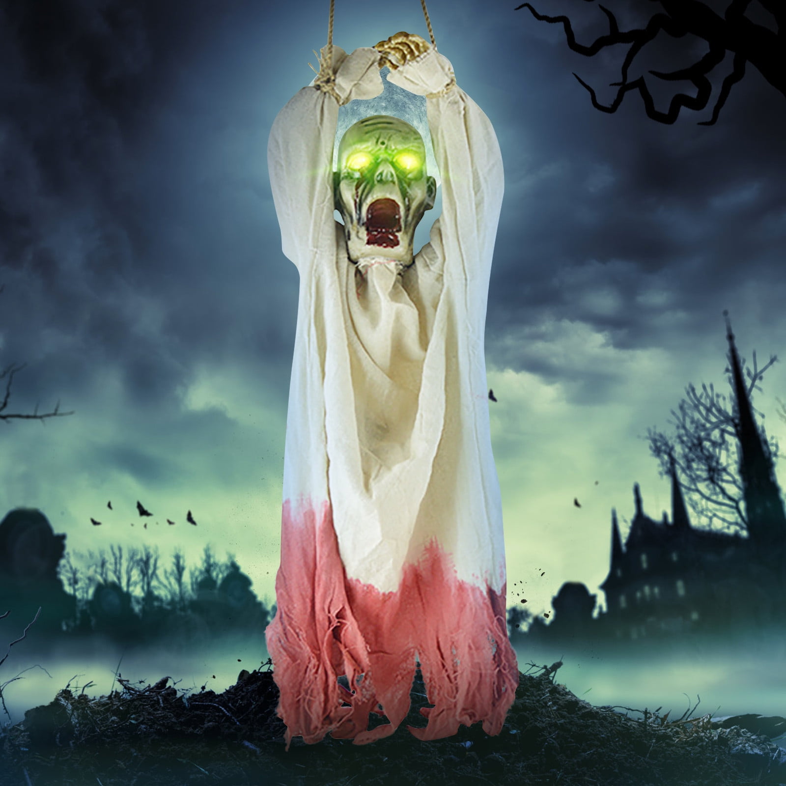 QISIWOLE 35 Inch Halloween Hanging Ghost Decorations, Hanging Skeleton ...