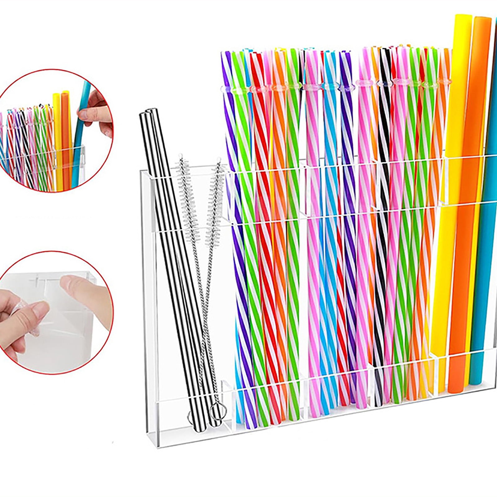QISIWOLE 9.5" Acrylic Straw Holder for Cabinet with Double Sided ...