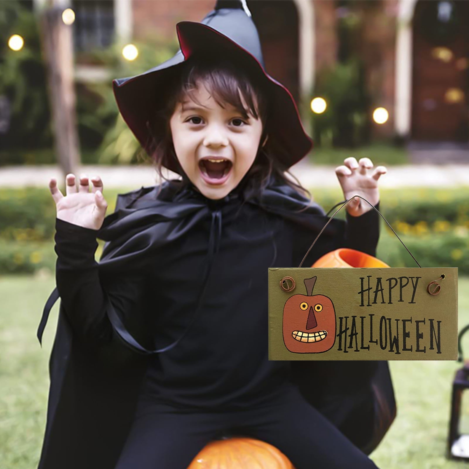 QISIWOLE Happy Halloween Door Welcome Sign, Cute Rustic Wall Hanging ...