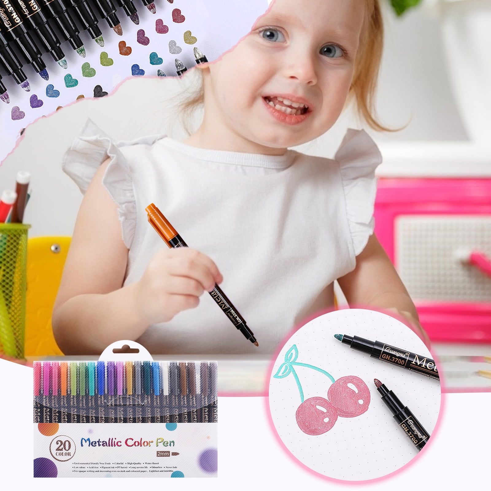 QISIWOLE Paint Markers Pens Metallic, 20 Colors Paint Pens for Rock ...