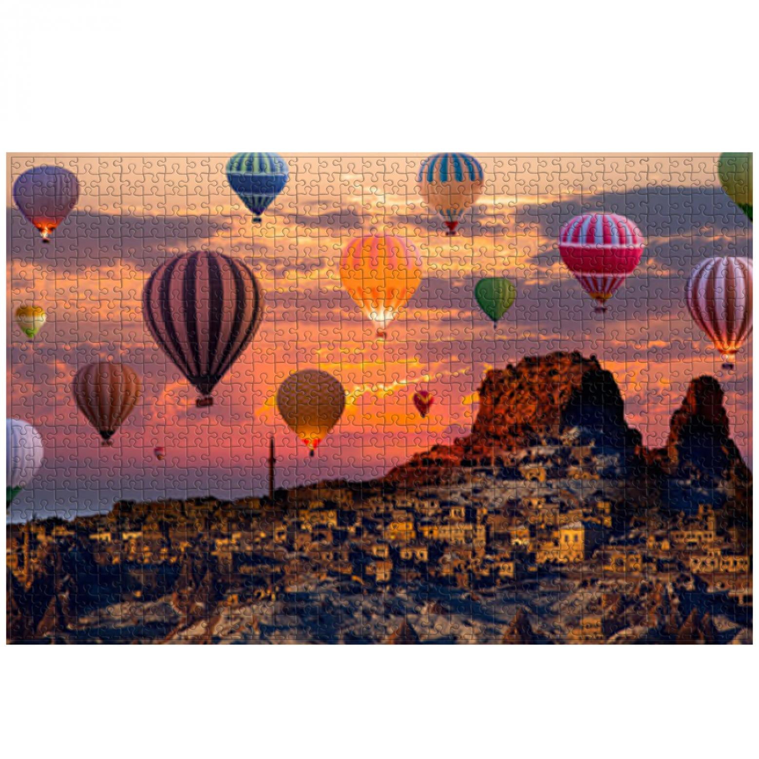 QISIWOLE Puzzle Toys Night View Hot Air Balloon Puzzles 1000 Piece ...