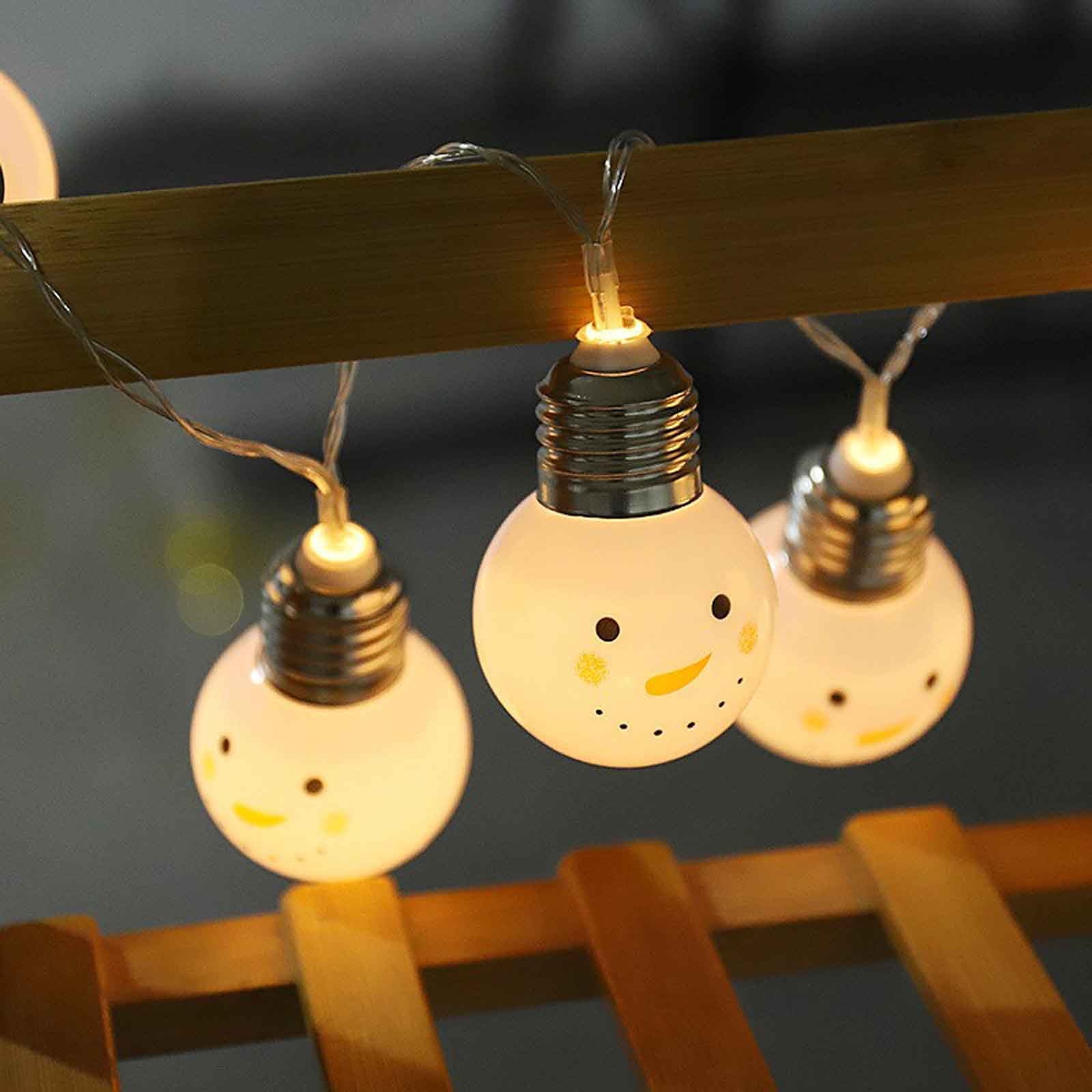 QISIWOLE Snowman String Lights with Timer Cute Christmas Balls String ...