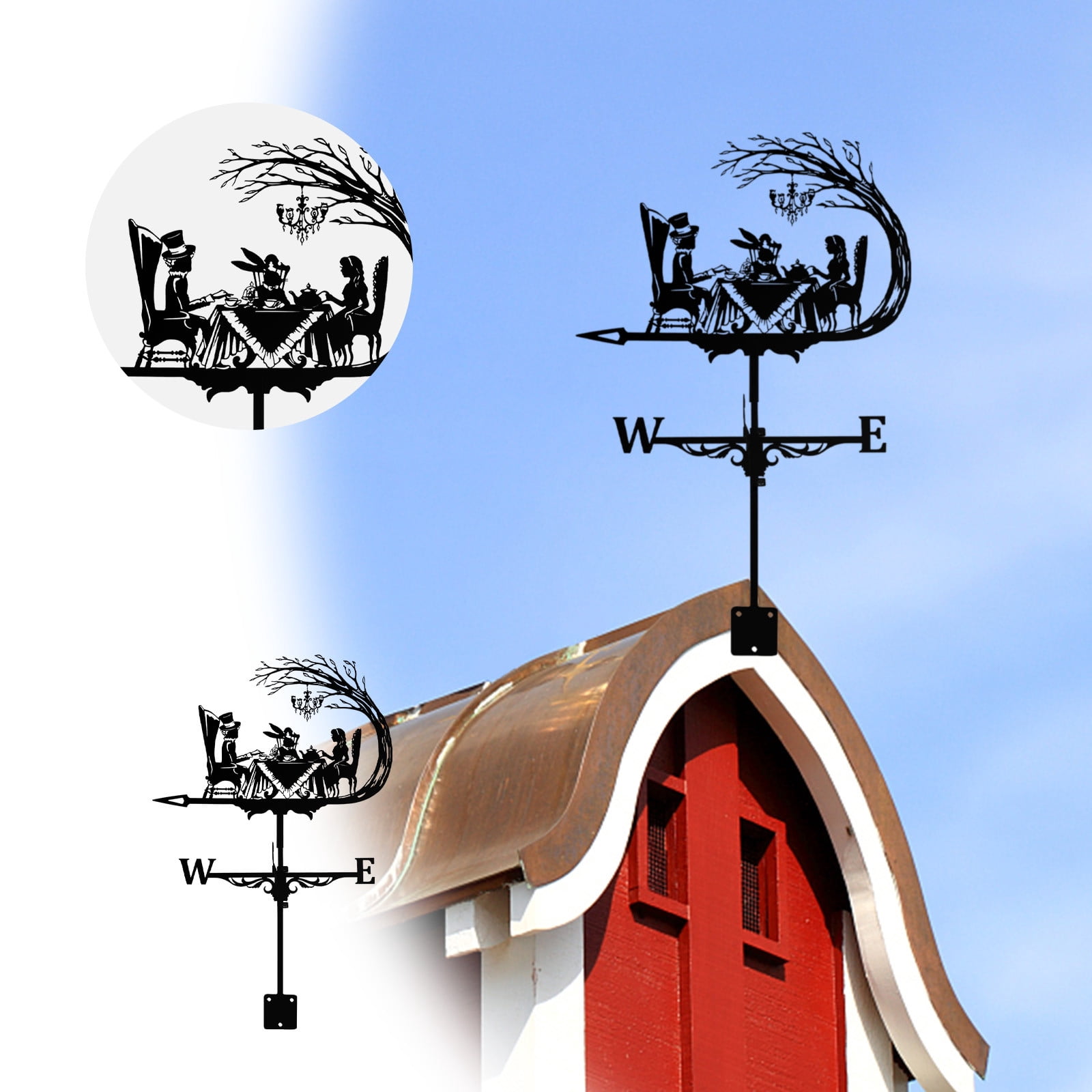 Weather Vanes Beinkmake 3D Rooster Weathervane Metal Wind Vane W Wind ...