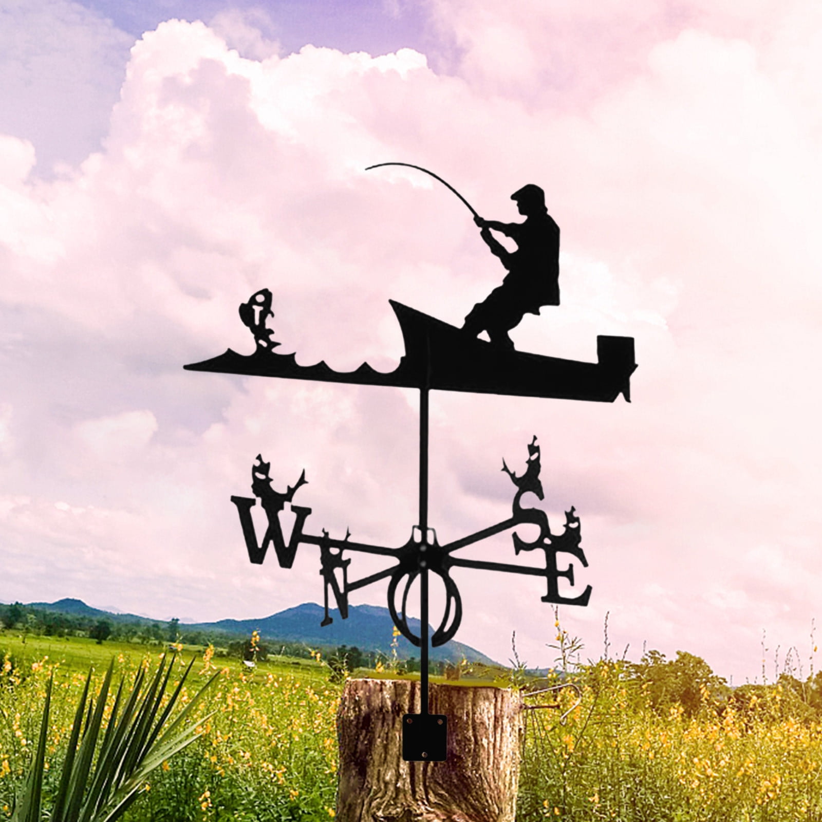 QISIWOLE Weather Vane Silhouette Roof Mount Weathervane Stainless Steel ...