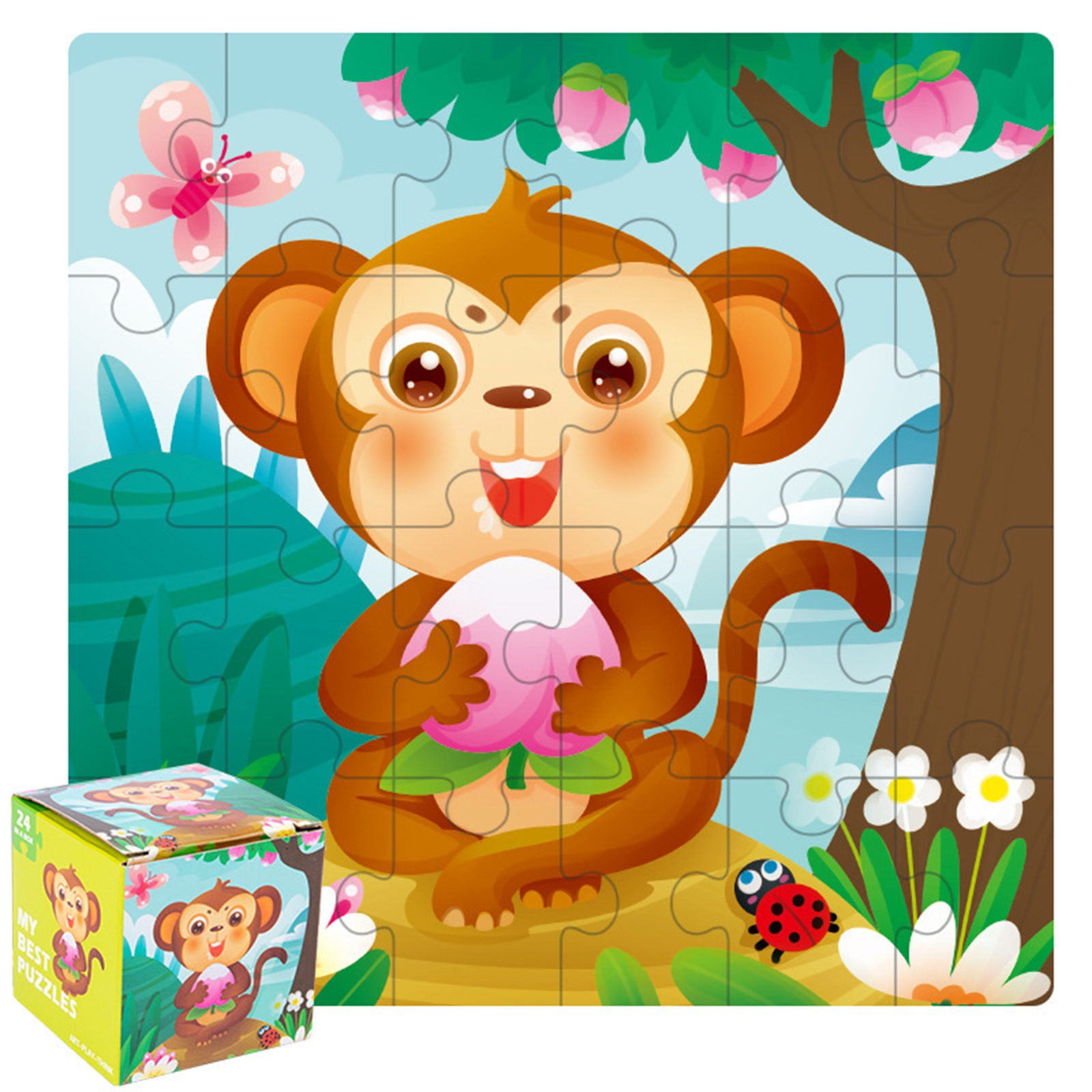 QISIWOLE Wooden Jigsaw Puzzles Set for Kids Age 3-7 Year Old 24 Piece ...