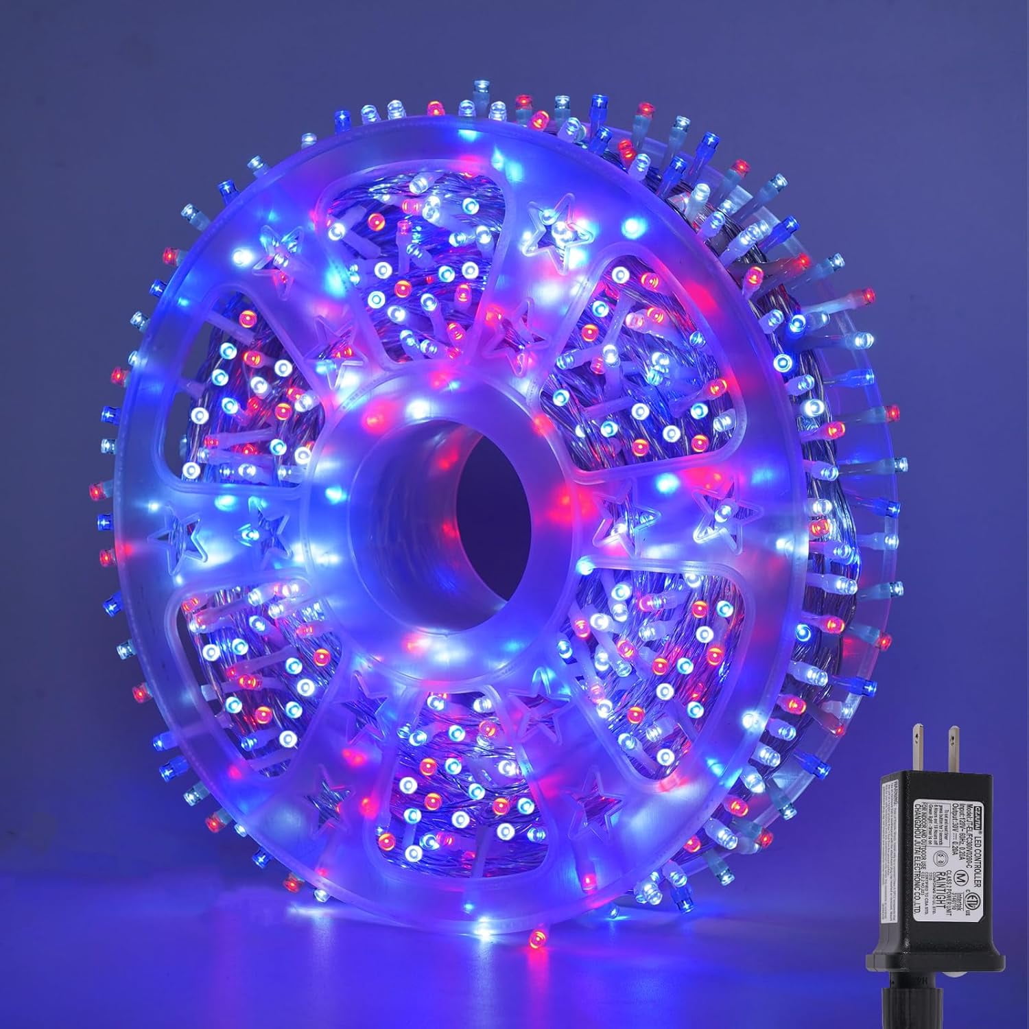 QITONG Red White and Blue String Lights,165ft 500 LED 4th of July ...