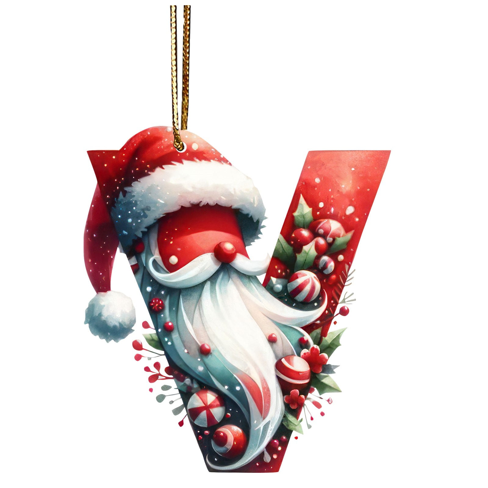 QITOWM 26 Santa Hat Initial Letters Ornaments for Christmas Tree Red ...