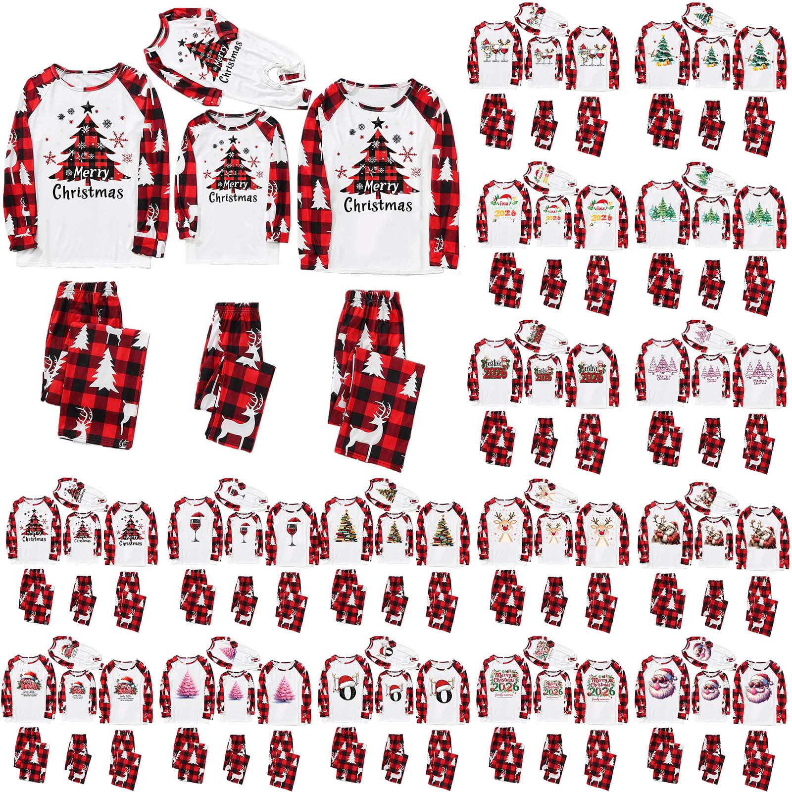 QIUOMBBP 2 Piece Christmas Family Matching Pajamas Sets Xmas Funny ...