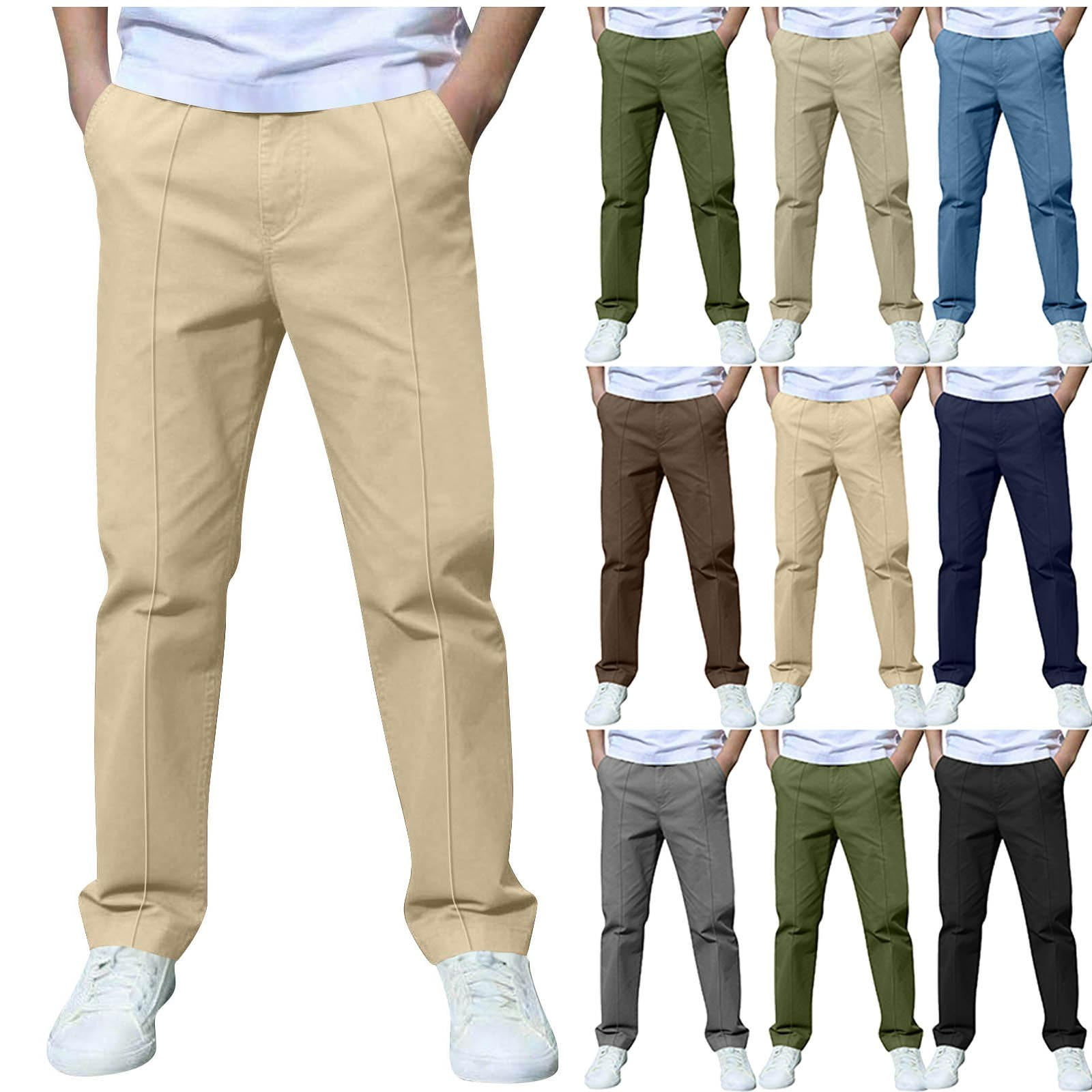 QIUOMBBP Boys Seam Front Pants Solid Color Straight Leg School Uniform ...