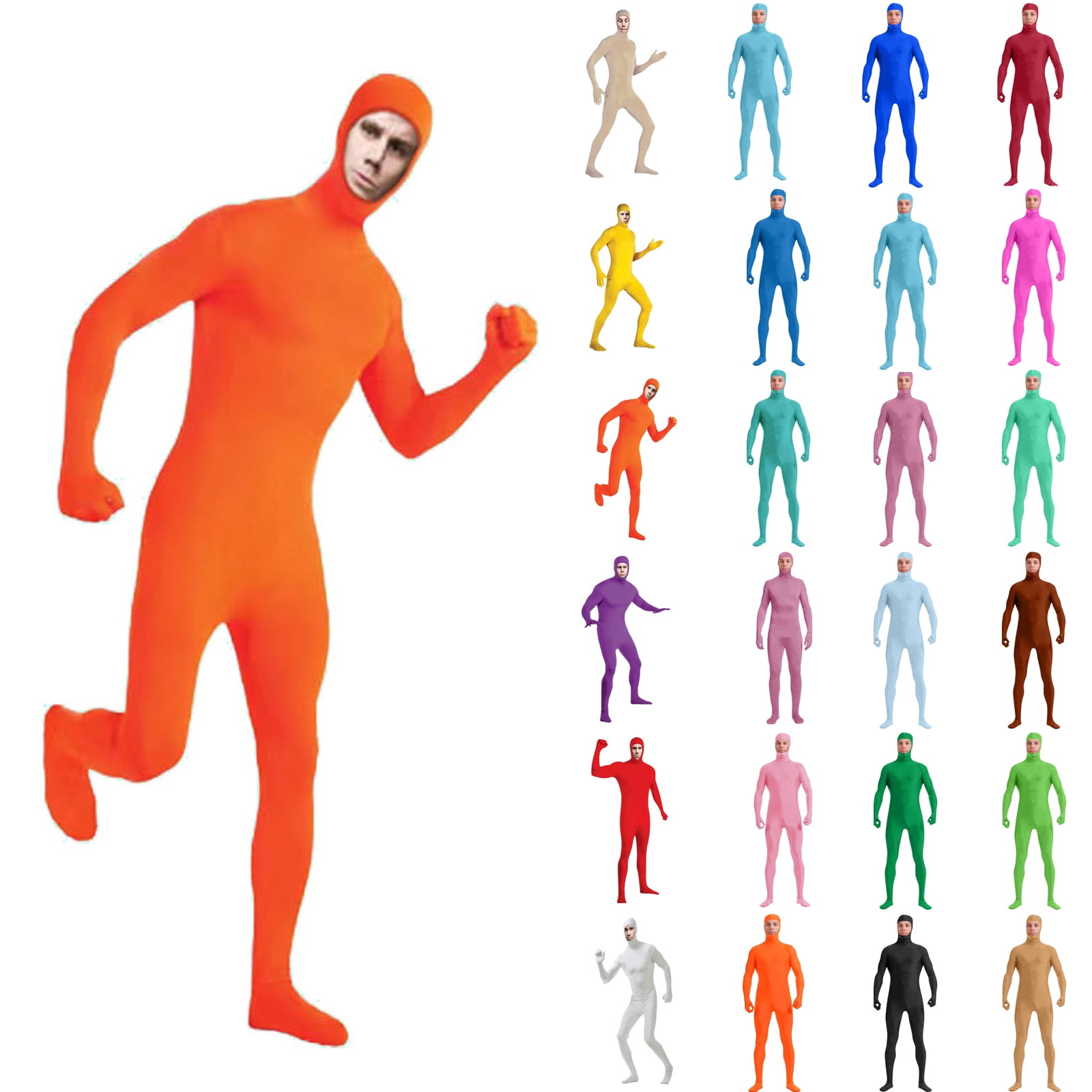 QIUOMBBP Red Open Face Bodysuit Unisex Stretch Slim Fit Hooded ...