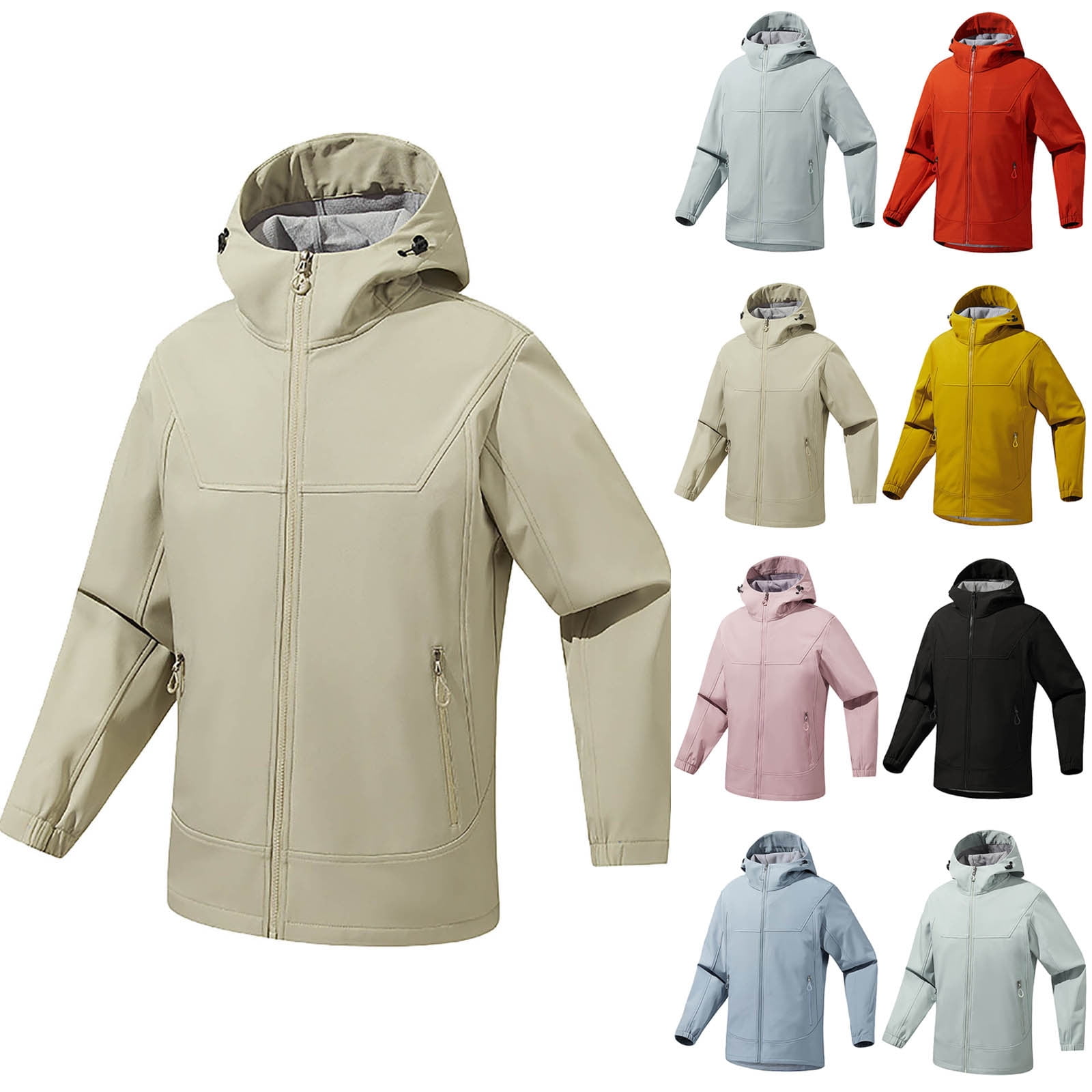 QIUOMBBP Soft Shell Rain Jacket for Men Winter Fleece Lined Warm Hooded ...