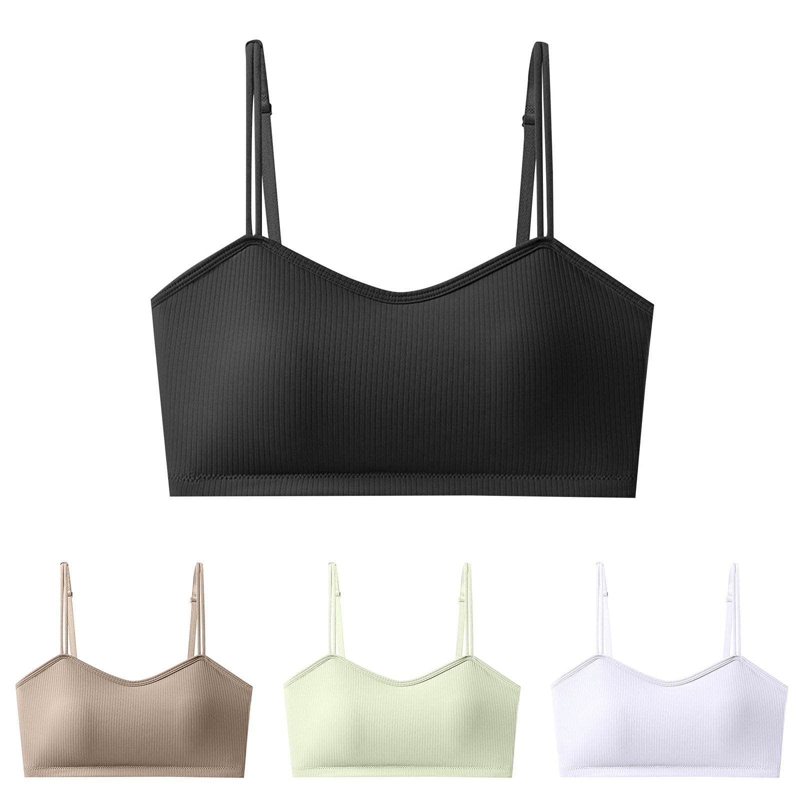 QIUOMBBP Thin Strap Bra for Women Seamless No Underwire Full Coverage ...