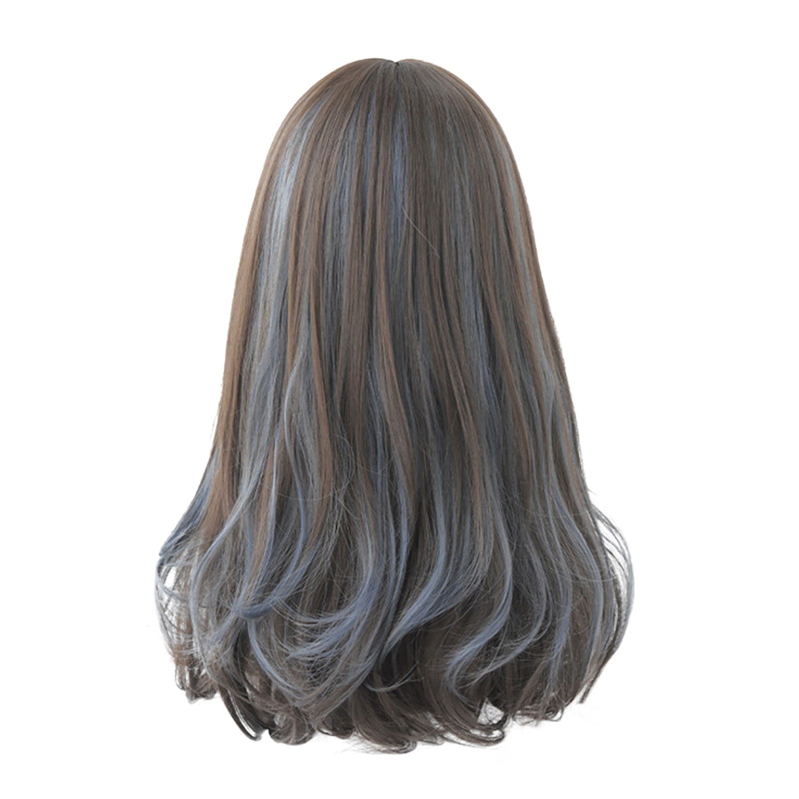QIUSHUI Wig Women Long Hair Fashion Blue Highlights Gradient Big Wave ...