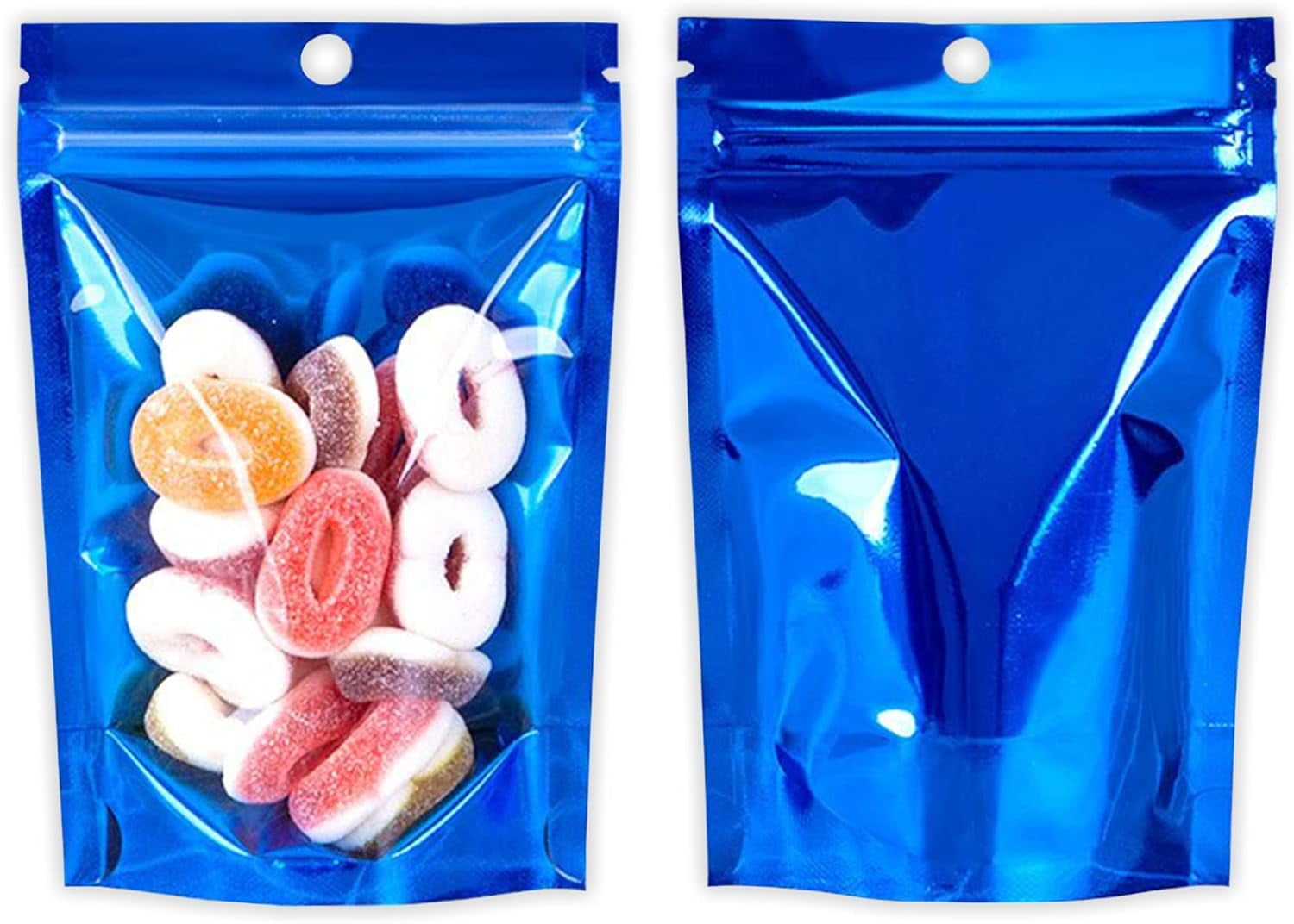 QIUTIAN 50 Bags Blue/Clear Resealable Heat Sealable Stand Up Pouch Food ...