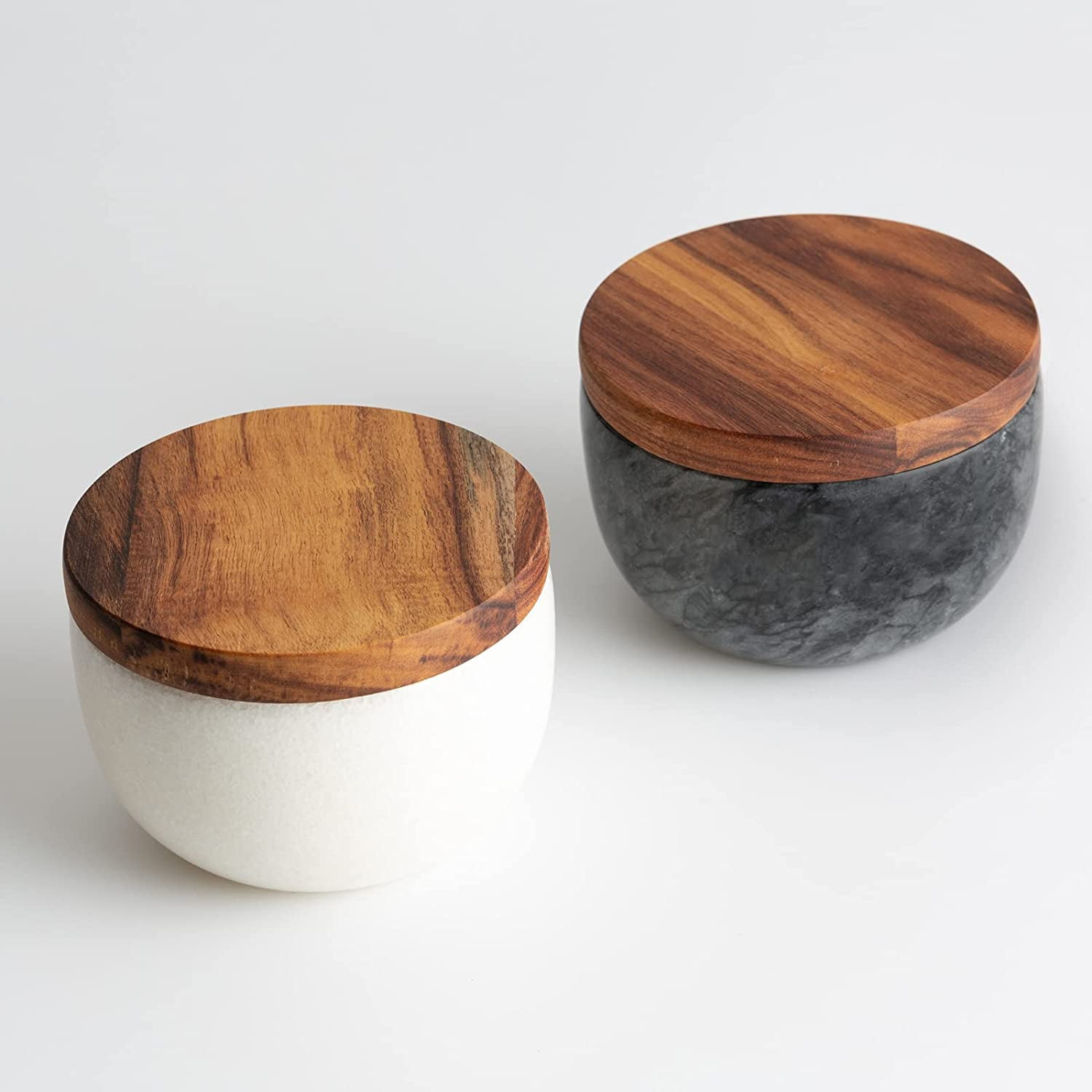 QIUTIAN Marble Salt and Pepper Bowls Salt Box Salt Cellar Set solid ...