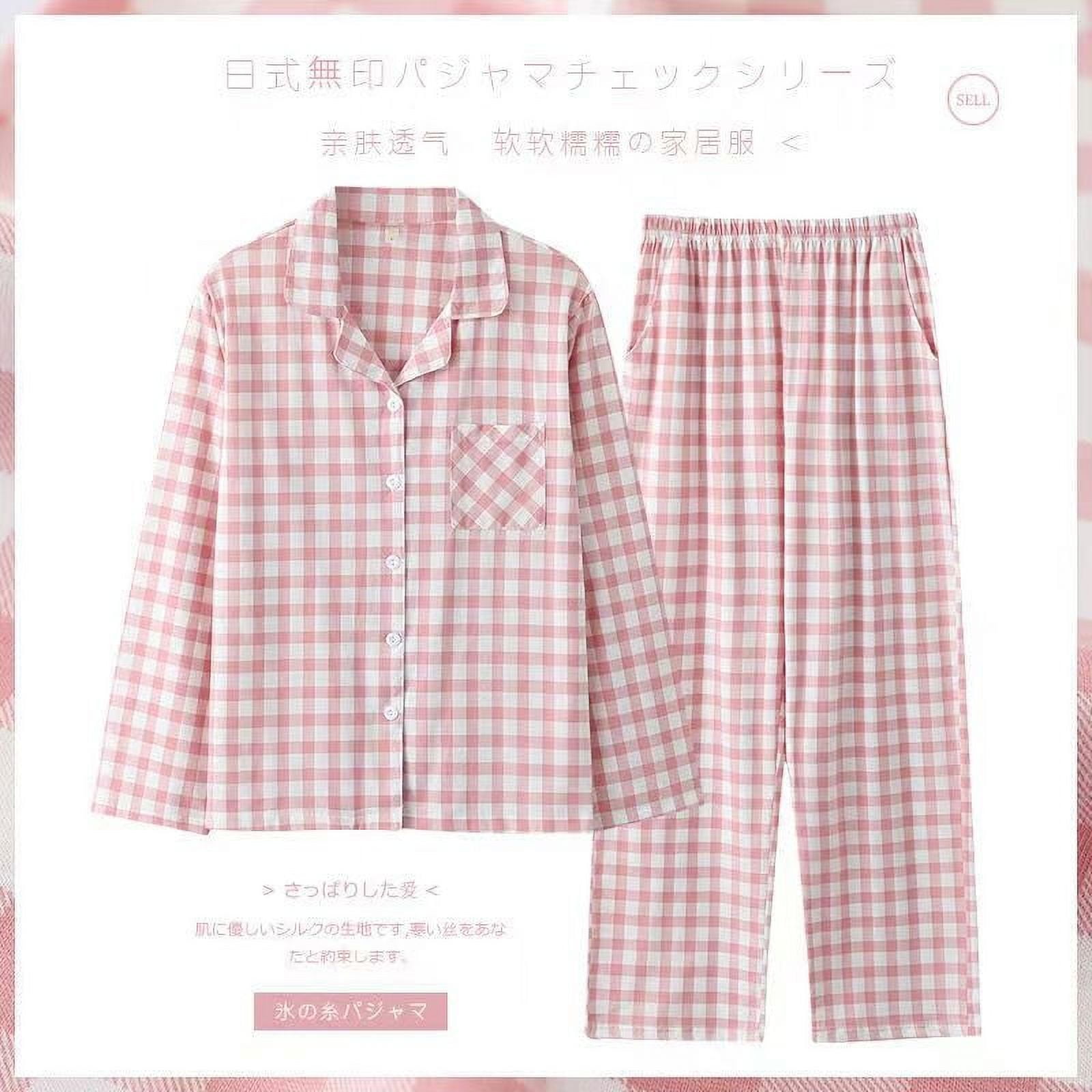QIUTIAN New 100% Cotton Couple Pajamas Set Women Men Plaid Loungewear ...