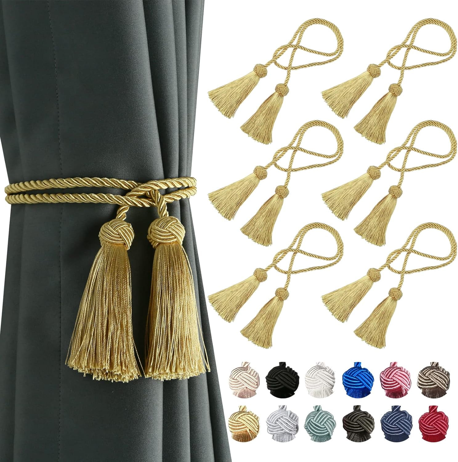 QIUYI 2 Pack Curtain Handmade Tiebacks Decorative Curtain Holdbacks ...