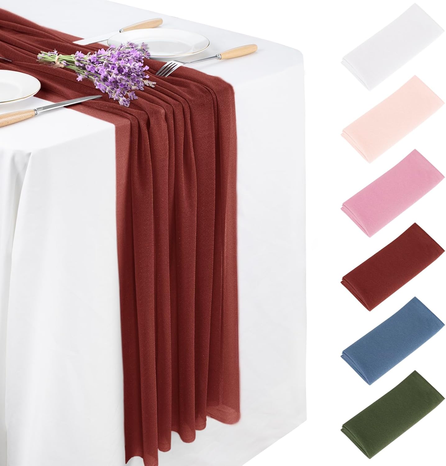 QIUYI 4 Pcs Chiffon Table Runner 30 x 118 Inch Sheer Table Runner Tulle ...