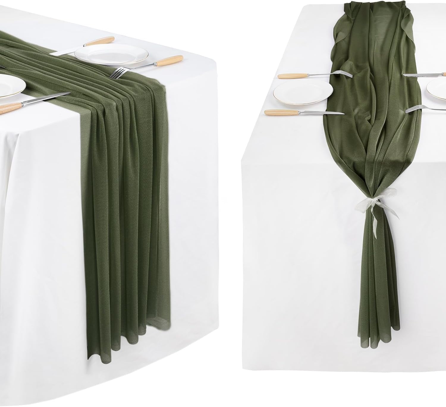 QIUYI 4 Pcs Chiffon Table Runner 30 x 118 Inch Sheer Table Runner Tulle ...