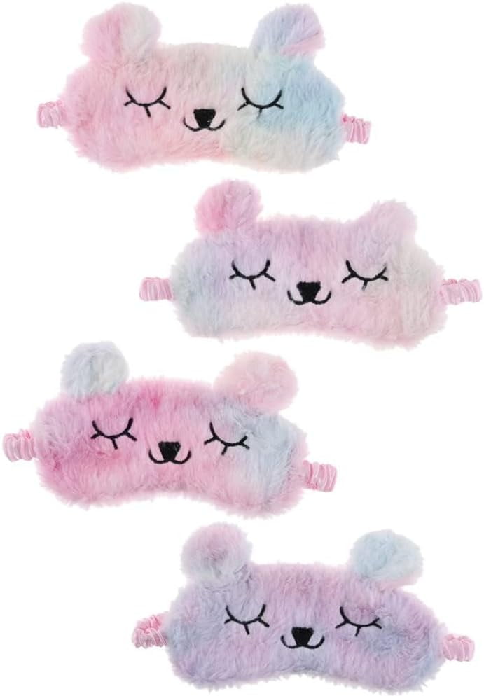 QIUYI 4 Pieces Plush Sleeping Eye Cover Soft Eye Mask, Furry Eye ...