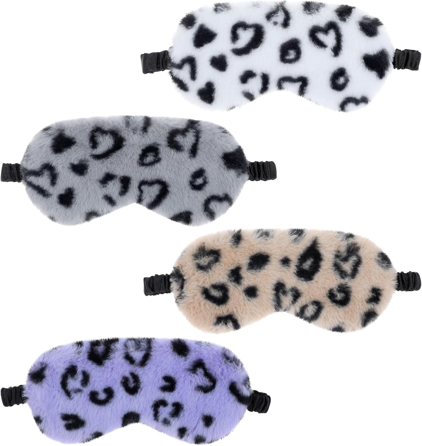 QIUYI 4 Pieces Plush Sleeping Eye Cover Soft Eye Mask, Furry Eye ...